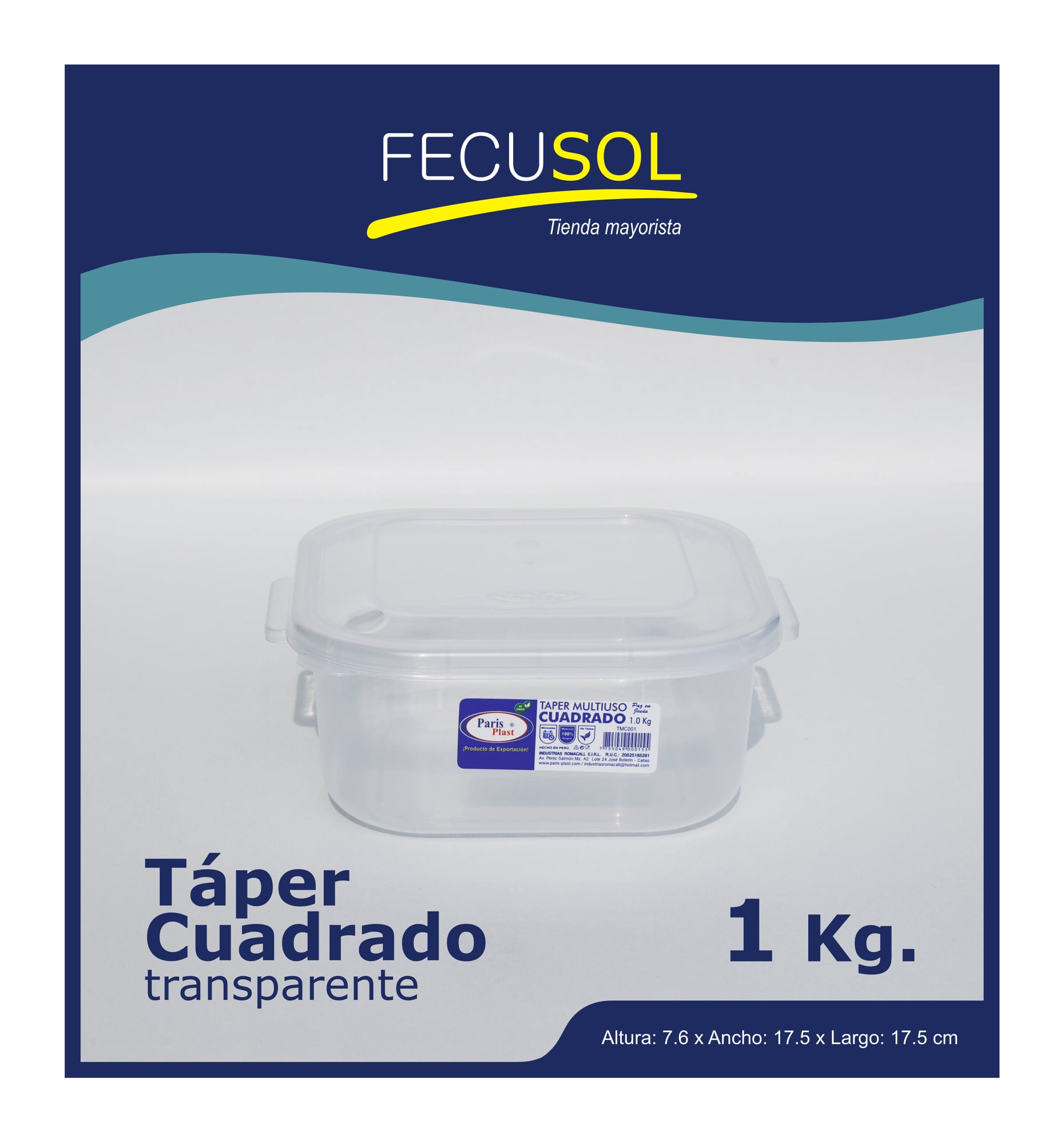 TAPER CUADRADO TRANSP. 1K – FECUSOL